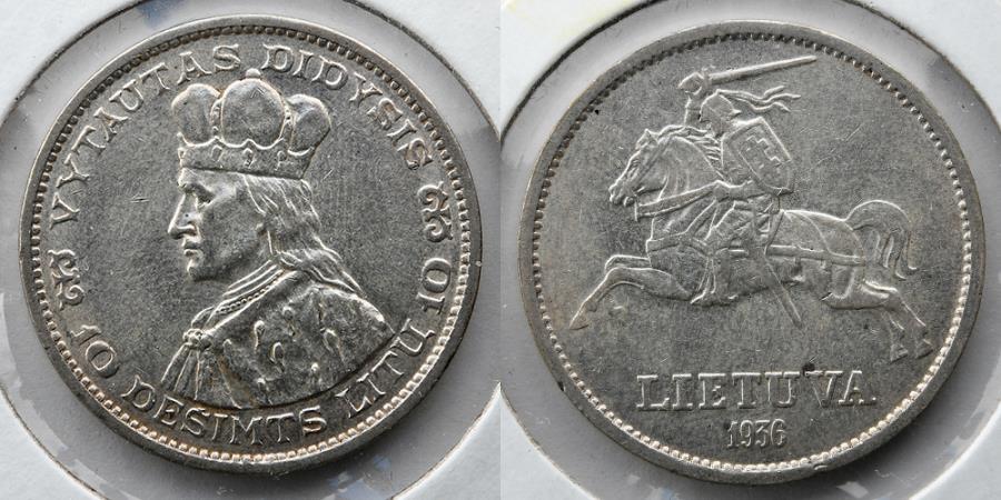 LITHUANIA: 1936 Silver 10 Litai | European Coins
