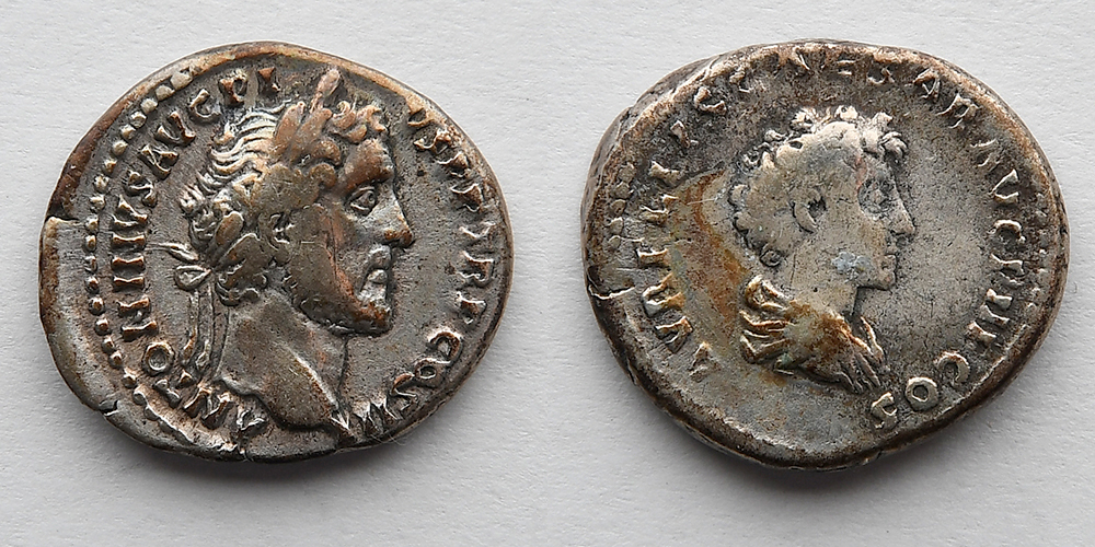 ROMAN EMPIRE: Antoninus Pius and Marcus Aurelius, AD 140, AR Denarius ...