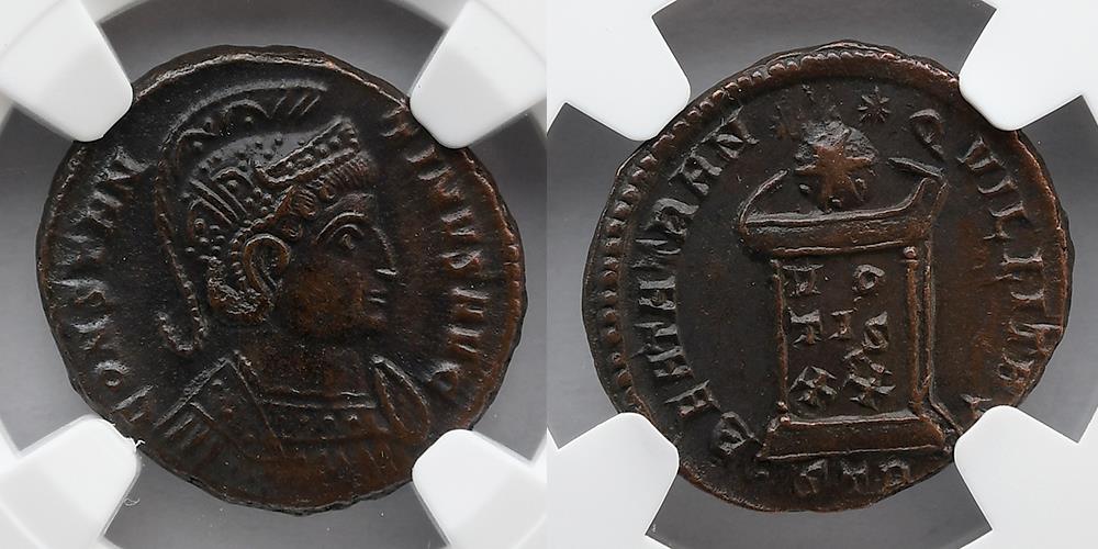 ROMAN EMPIRE: Constantine I, AD 307-337, AE3, NGC Ch AU, Epfig Hoard ...