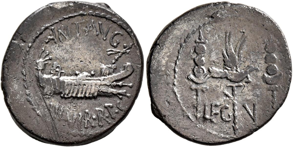 ROMAN REPUBLIC: Mark Antony (Anthony), 44-30 BC, AR Denarius (20mm, 3 ...