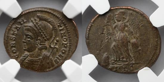 ROMAN EMPIRE: Constantinian, c. 330-340, AE Nummus, NGC AU, Epfig Hoard ...