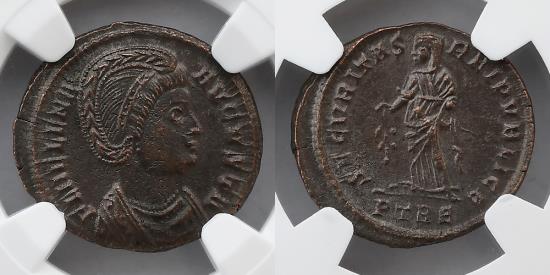 ROMAN EMPIRE: Helena, AD 324-38/30, BI Nummus, NGC AU, Trier Mint ...