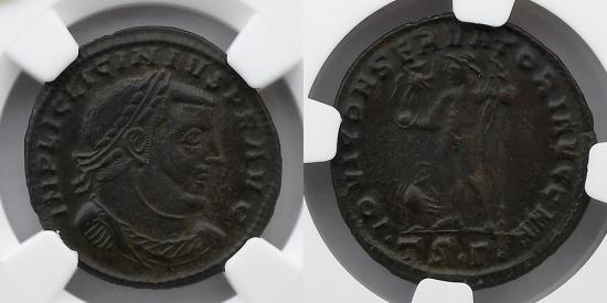 ROMAN EMPIRE: Licinius I, AD 317-320, BI Reduced Follis (3,53g), NGC AU ...