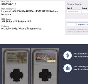 ROMAN EMPIRE: Licinius I, AD 317-320, BI Reduced Follis (3,53g), NGC AU ...