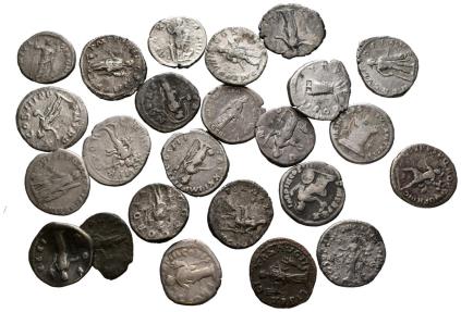Lot of 24 denarii from different emperors, highlighting Trajan's ...
