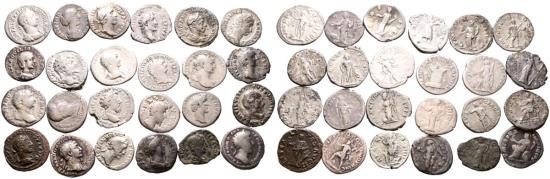 Lot of 24 denarii from different emperors, highlighting Trajan's ...