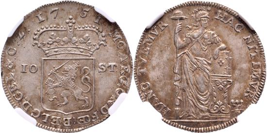 10 stuiver Gelderland 1751/0 NGC MS 64 OVERSLAG | European Coins