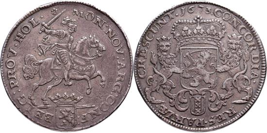 Zilveren rijder of dukaton Amsterdam 1673 PIEDFORT | European Coins
