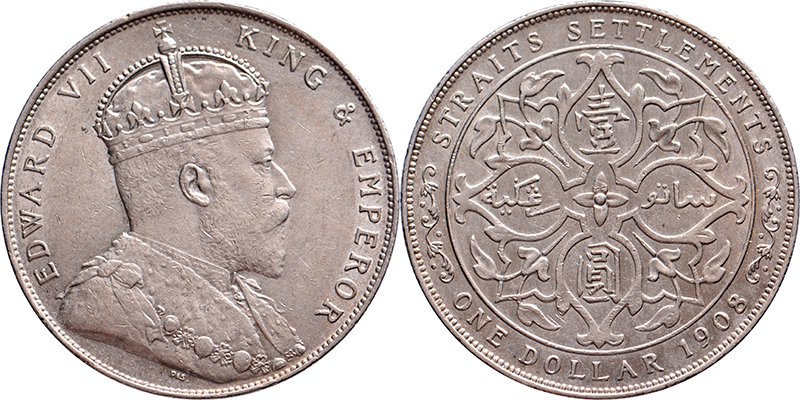 1 dollar 1908 Edward VII Straits Settlements | Asian and Middle Eastern Coins
