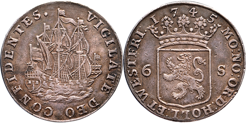 Scheepjesschelling 6 stuiver Holland 1745 | European Coins