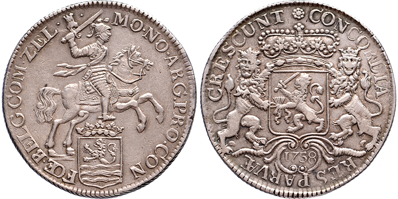 Zilveren rijder of dukaton Zeeland 1758 | European Coins