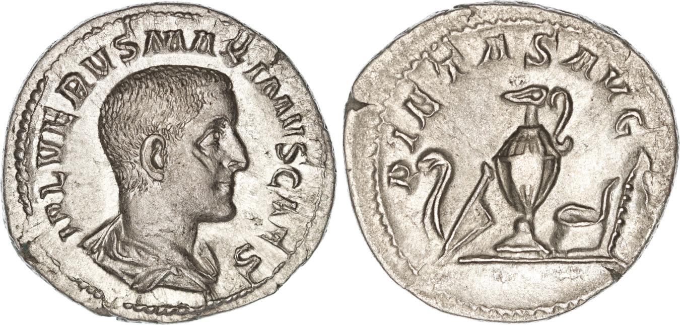Maximus, as Caesar, Denarius, ‘PIETΛS ΛVG’ [ARI-330] | Roman Imperial Coins