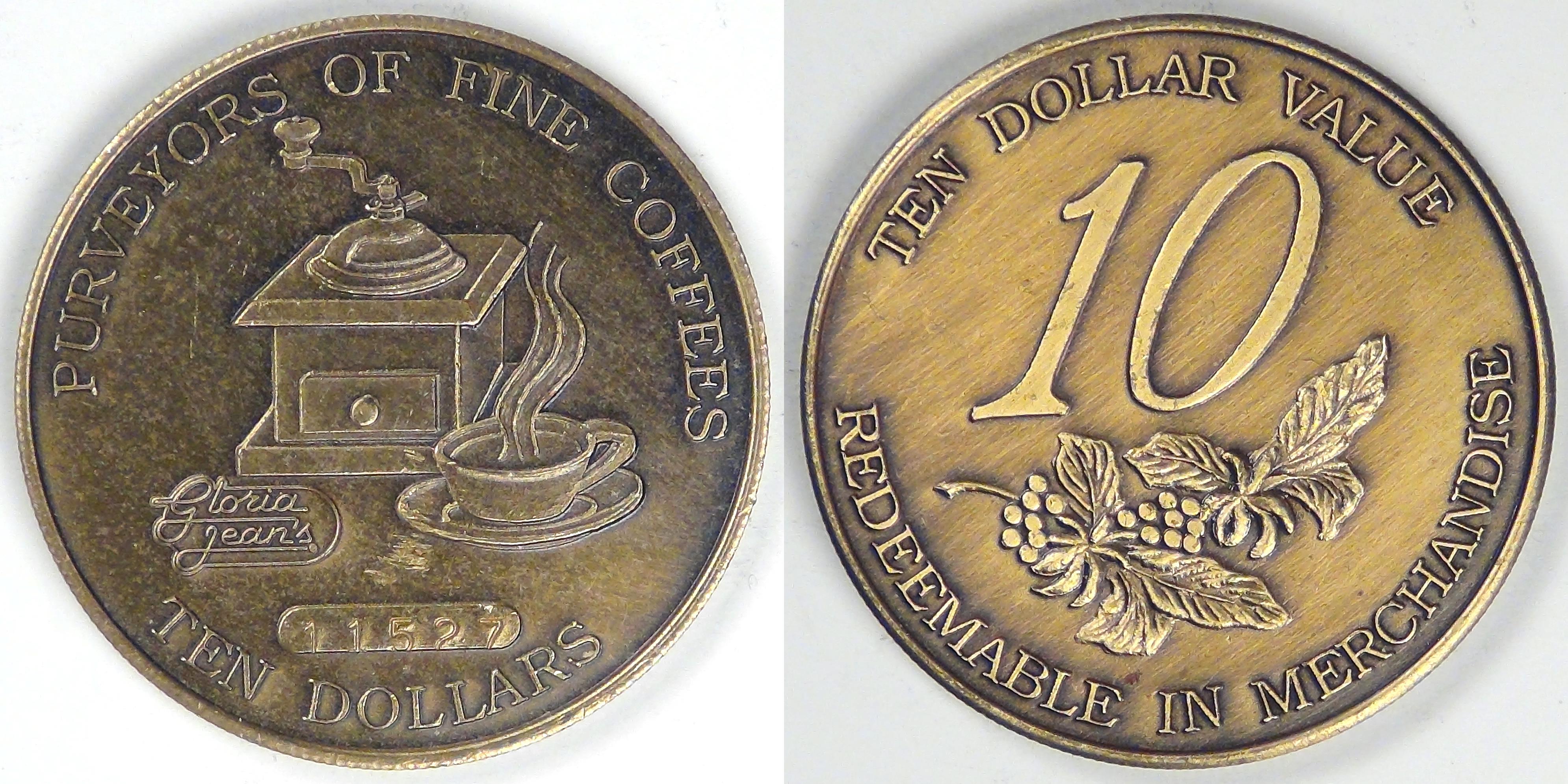 Gloria Jean’s Coffees, Good For $10 Token | Tokens & Medals