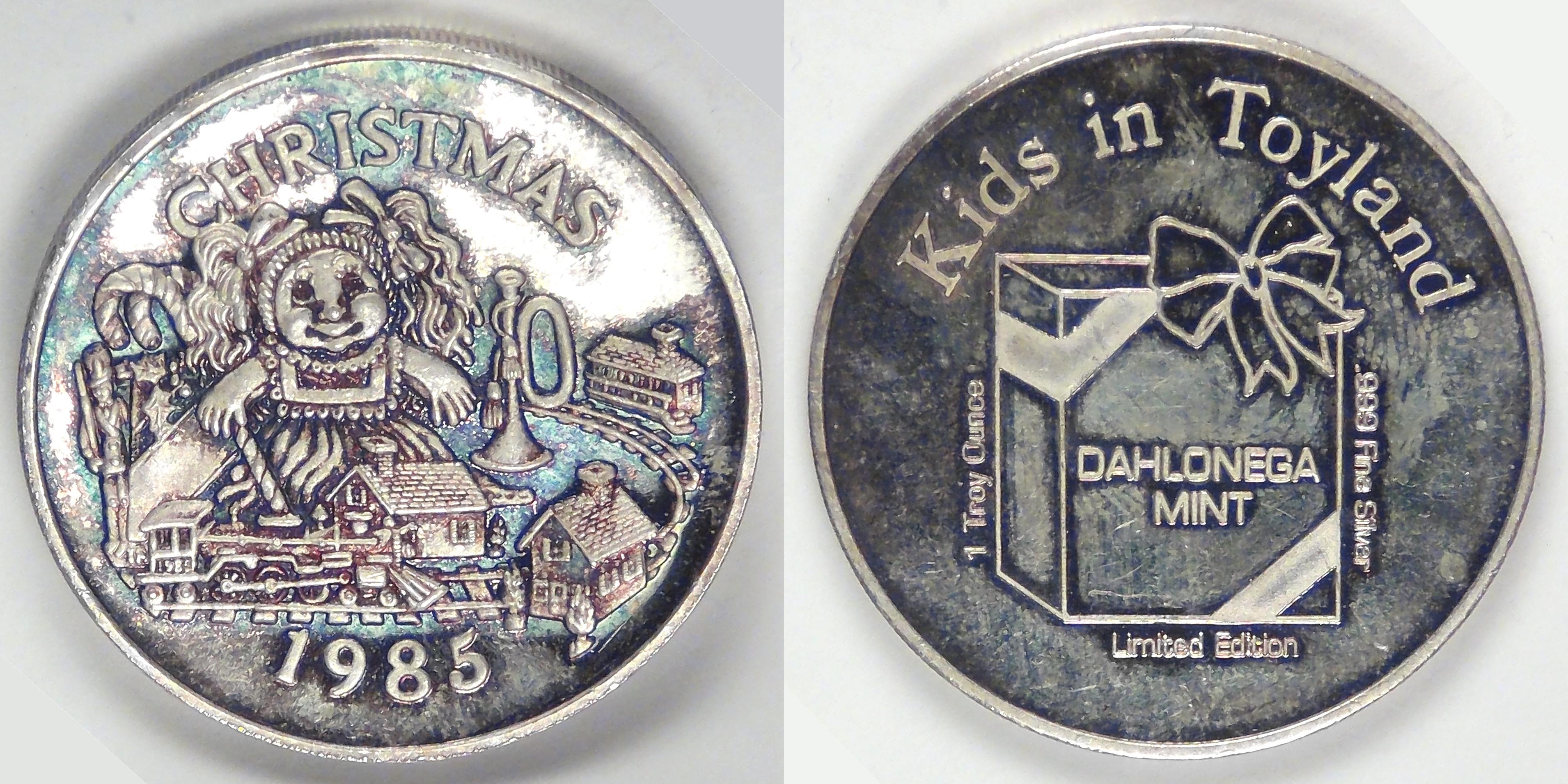 1985 Christmas “Kids in Toyland” Silver Round, Brilliant Uncirculated