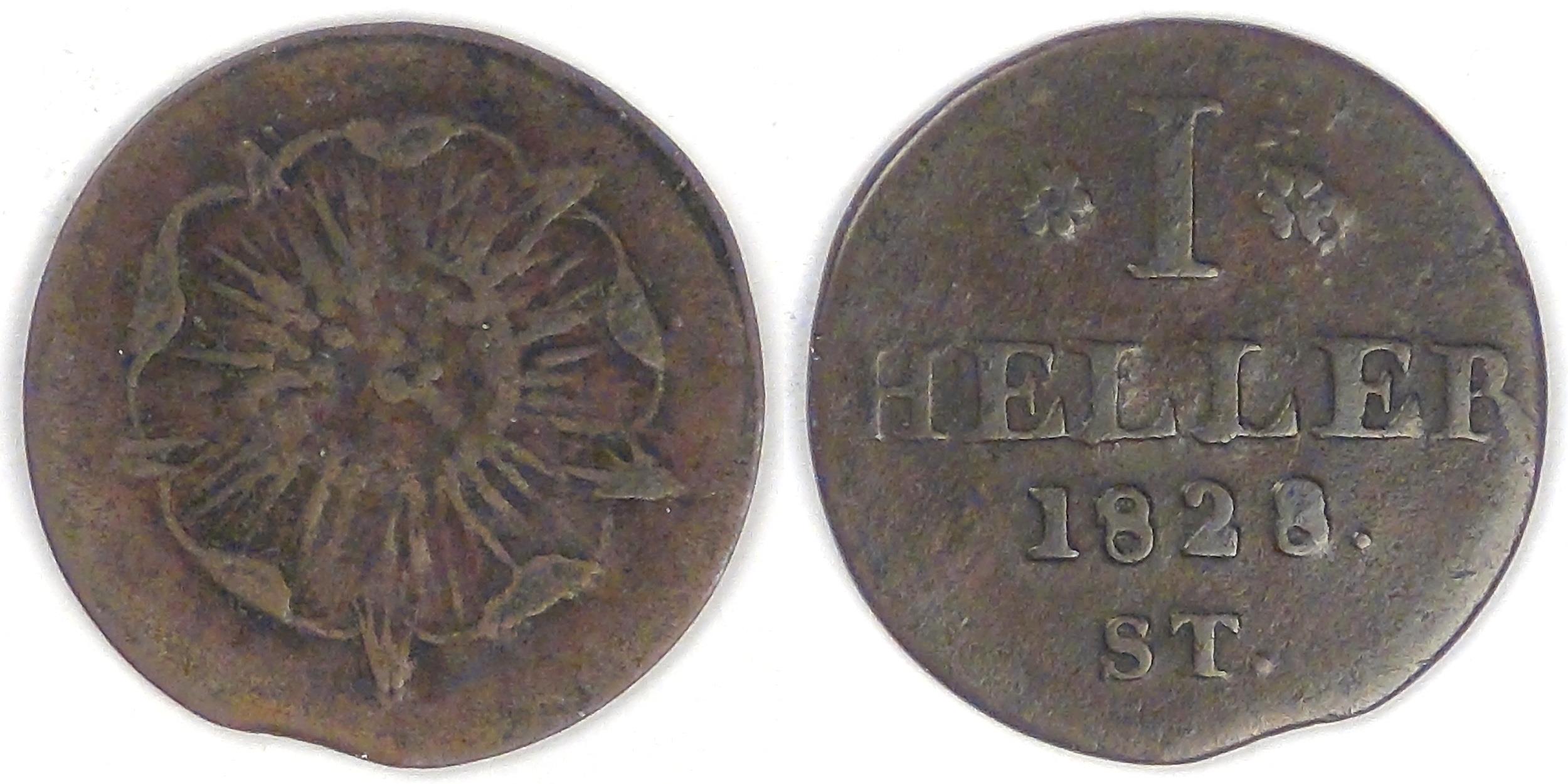 GERMANY - Lippe-Detmold, Leopold II, 1828 ST, Heller, Choice Fine