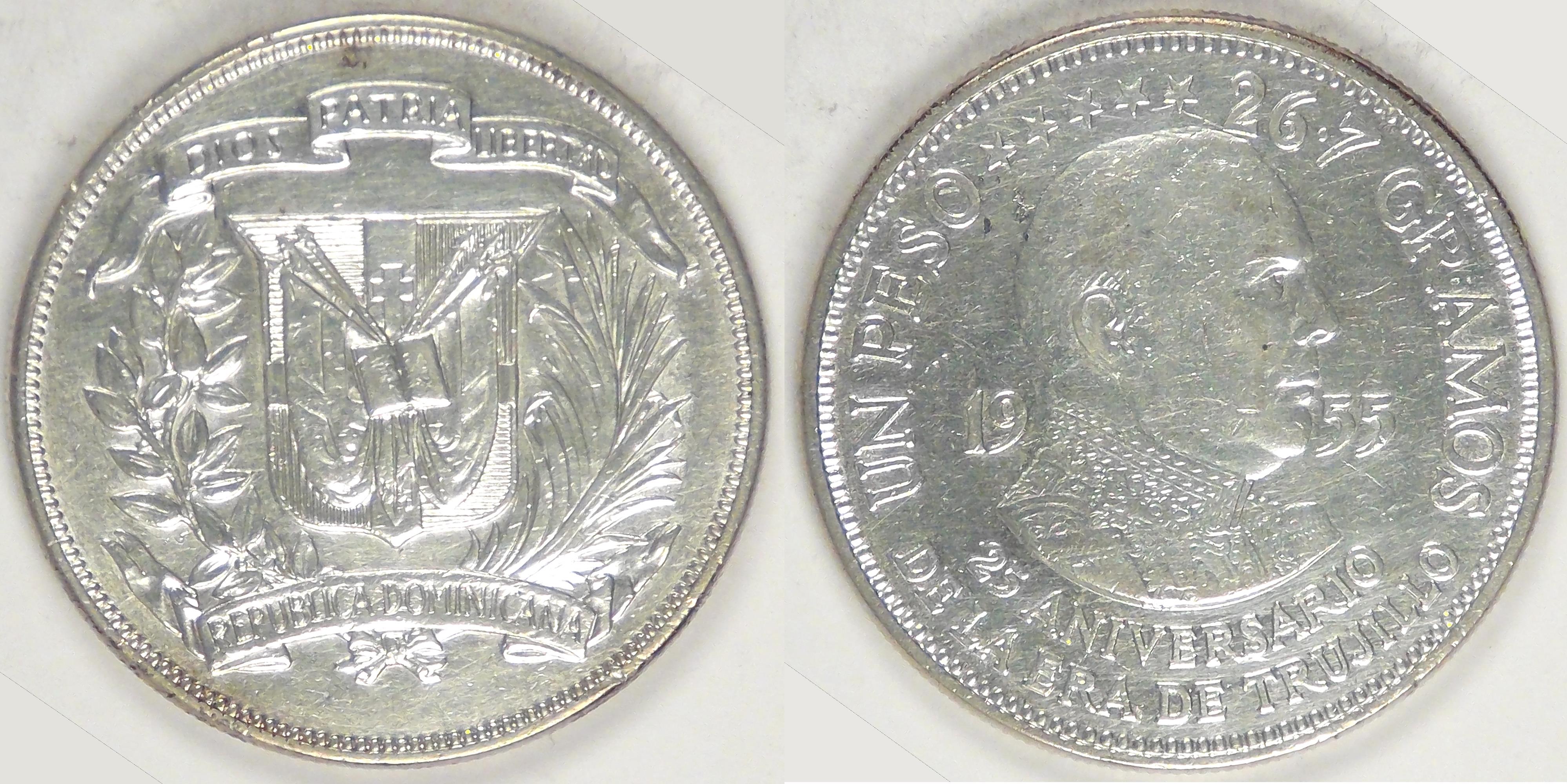 DOMINICAN REPUBLIC, 1955 Peso, EF details | North & Central American ...