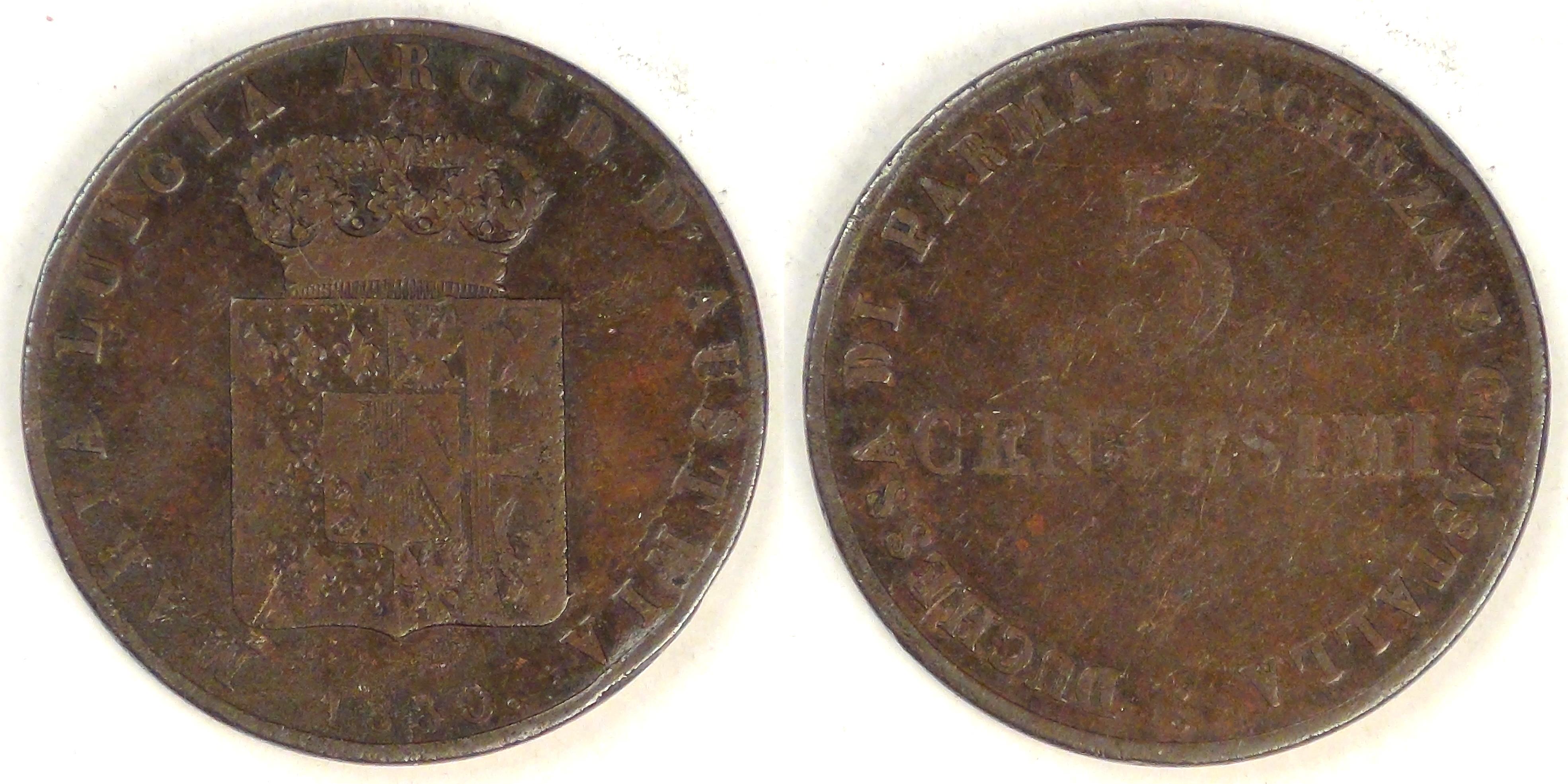 ITALY - Duchy of Parma, Maria Luigia, 1830 5 Centesimi, Fine | European ...