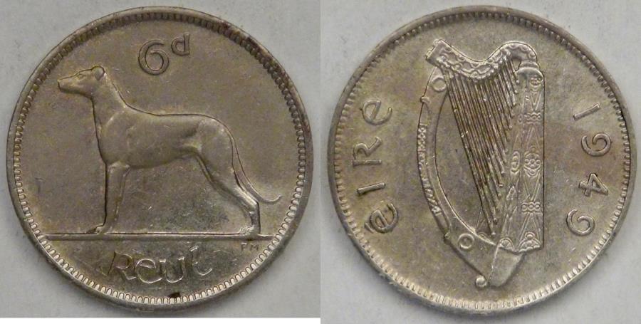 IRELAND - Republic, 1949, 6 Pence, Almost Uncirculated | European Coins