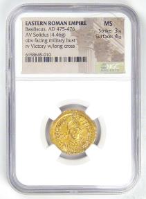 EASTERN ROMAN EMPIRE, Basiliscus (alone)(475-476 AD), 475 AD, Gold ...