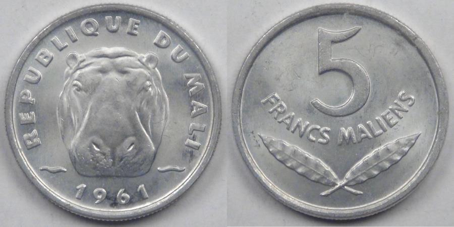 MALI - Republic, 1961, 5 Francs, Gem BU | African Coins