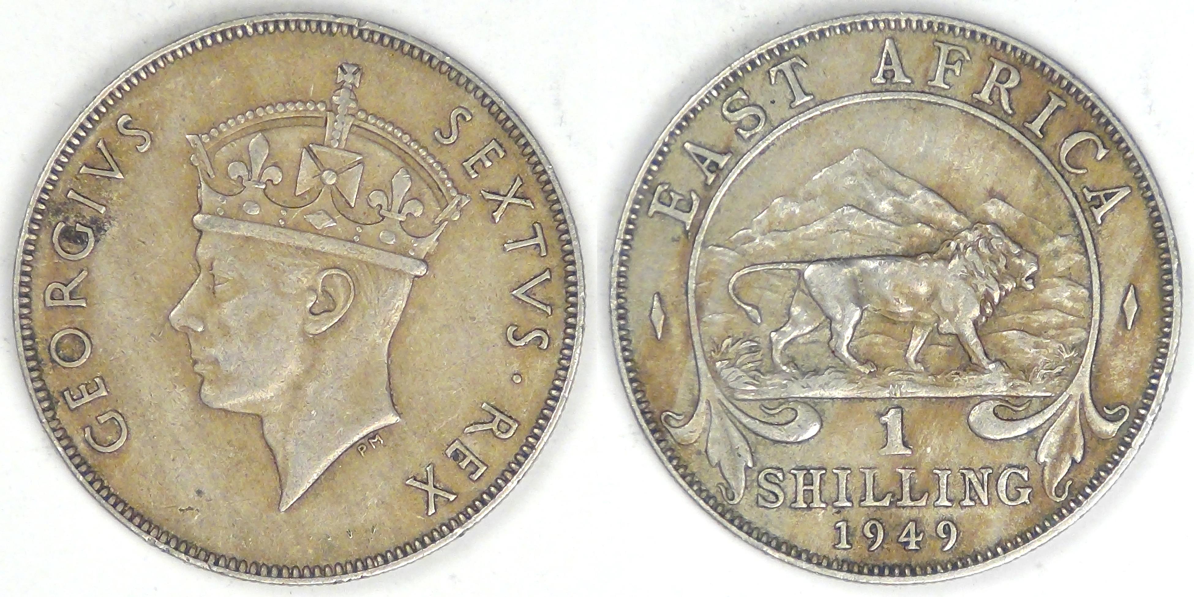 EAST AFRICA - British Colonies, George VI, 1949 H, Shilling, Extra Fine
