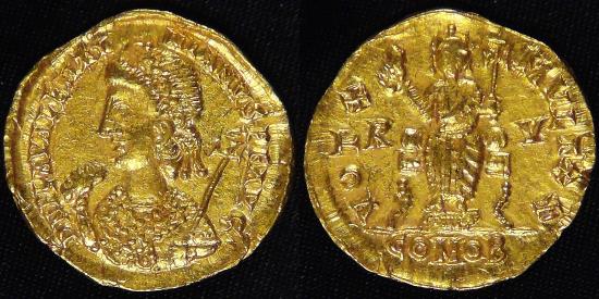 ROME IMPERIAL, Valentinian III (425-455 AD), 435 AD, Gold Solidus ...