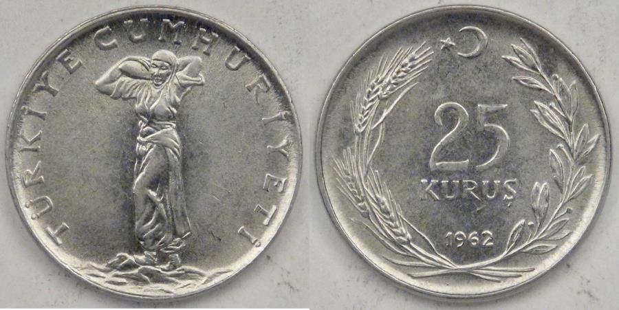 TURKEY - Republic, 1962, 25 Kurus, Gem BU | Asian and Middle Eastern Coins