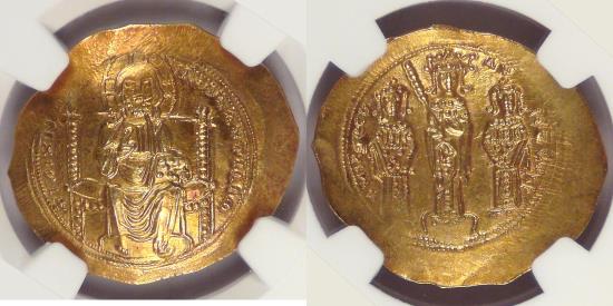 BYZANTINE EMPIRE, Eudocia, 1067 AD, Gold Histamenon Nomisma, graded MS ...