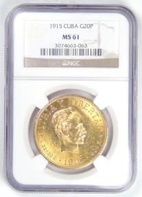 CUBA - 1st Republic, 1915 (P), 20 Pesos, MS-61 NGC | North & Central ...