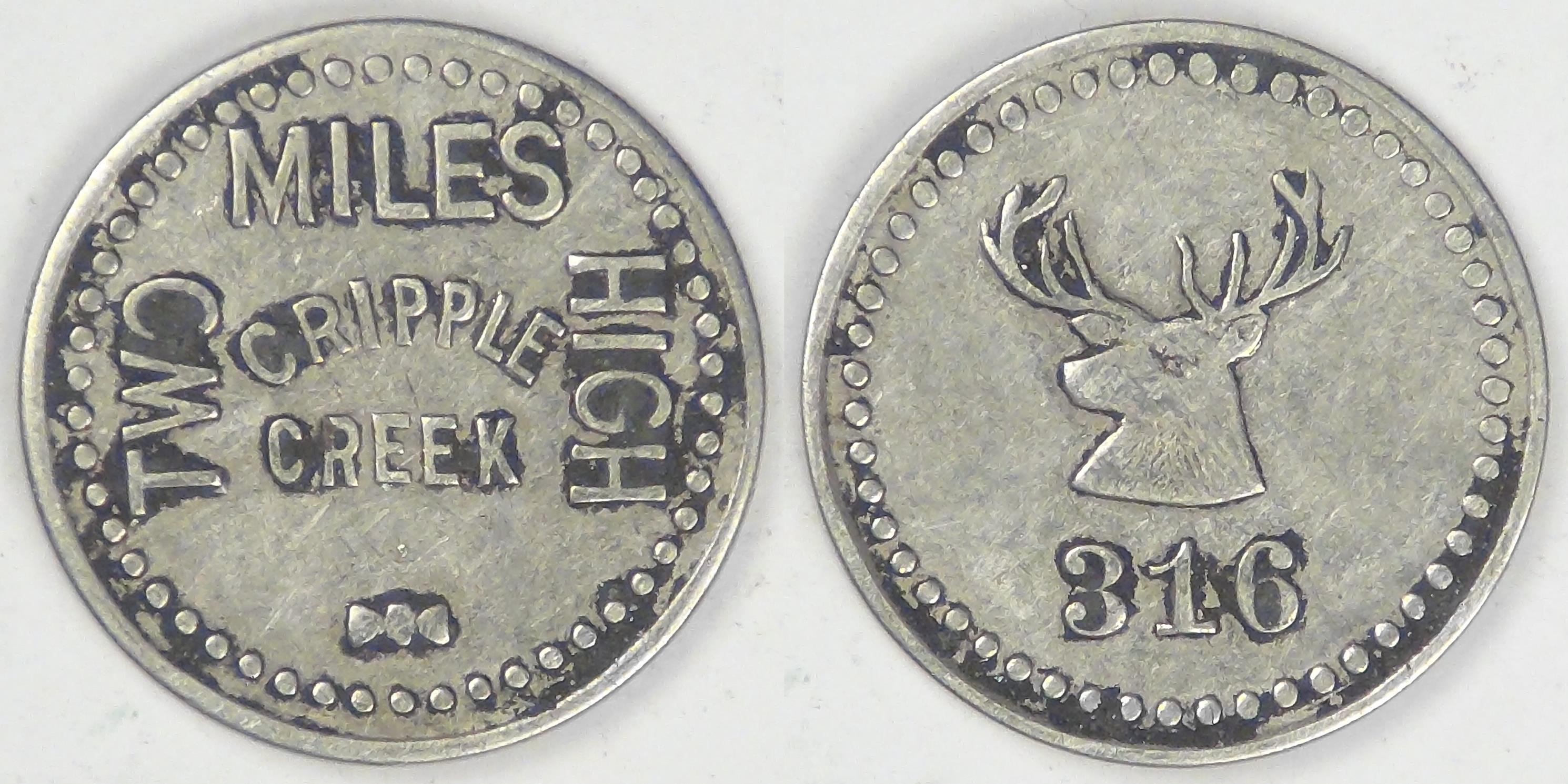 Two Miles High, Cripple Creek, Colorado, Trade Token, VF | Tokens & Medals