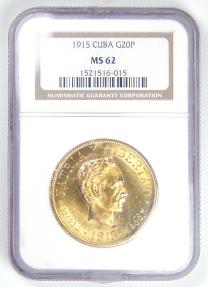 CUBA -1st Republic, 1915 (P), 20 Pesos, MS-62 NGC | North & Central ...