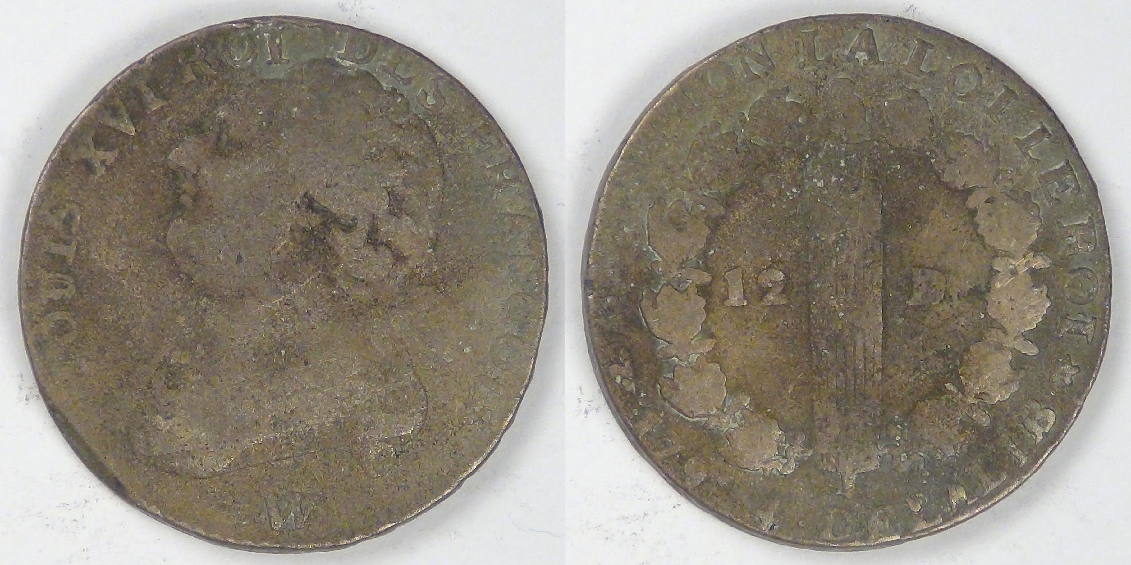 FRANCE - Kingdom, Louis XVI, 1792 W, 12 Deniers, Fine | European Coins