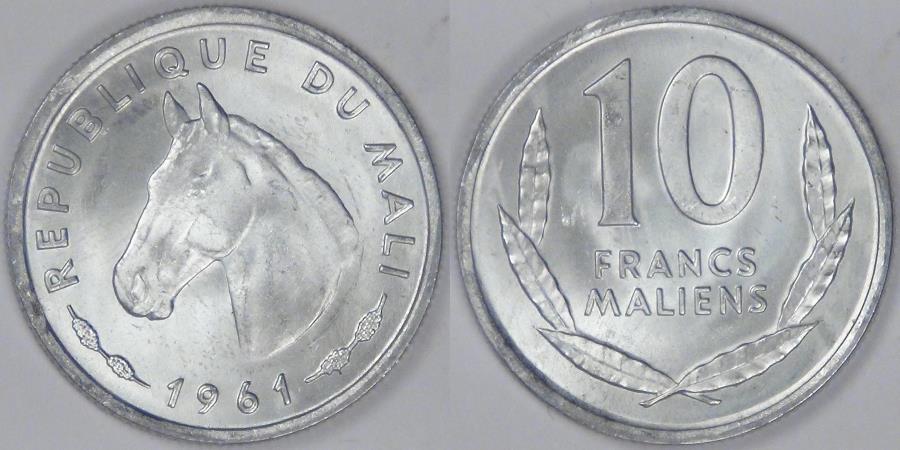 MALI - Republic, 1961, 10 Francs, Gem BU | African Coins