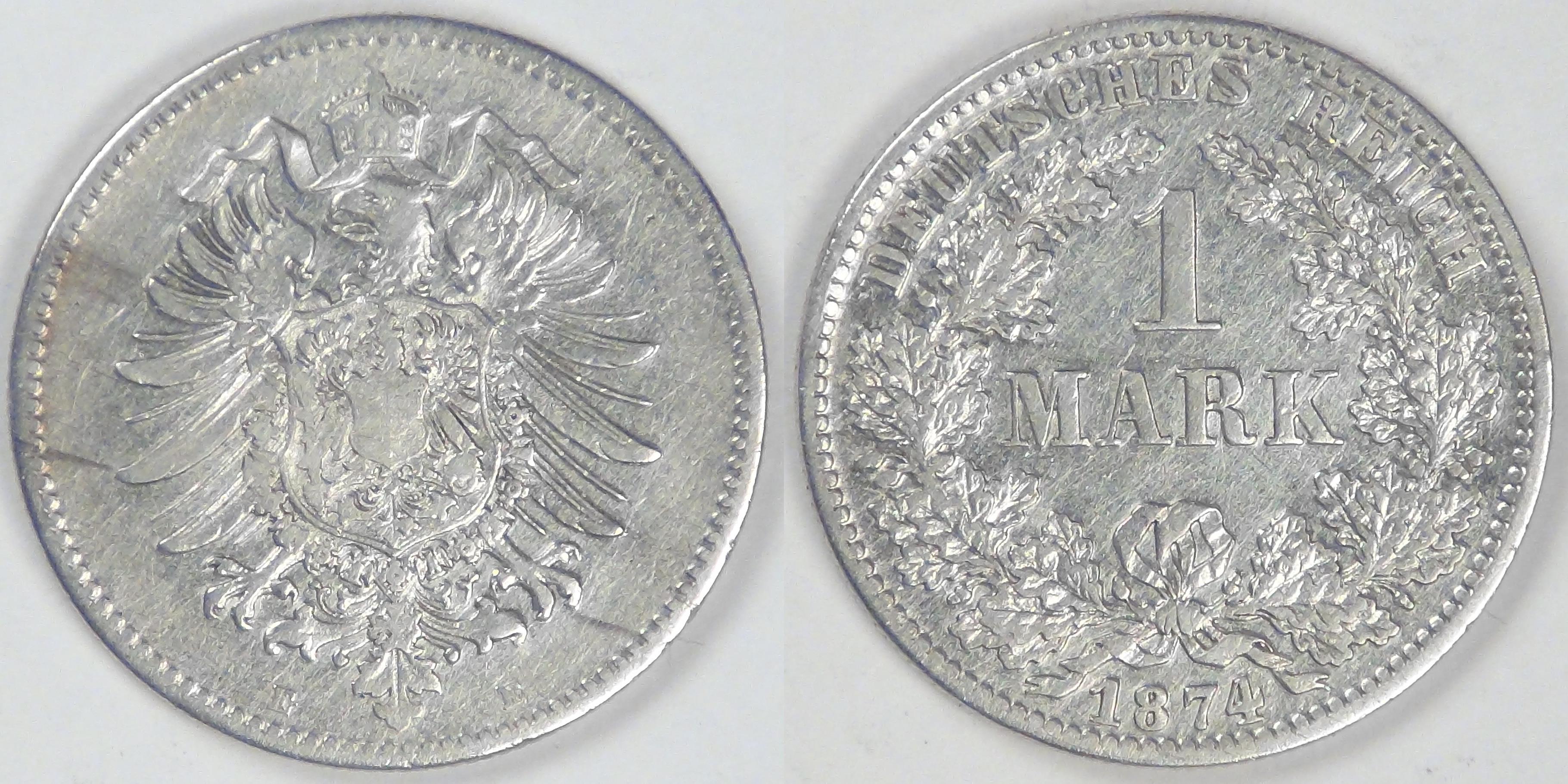 GERMANY - Empire, Wilhelm I, 1874 E, Mark, Very Fine details | European ...