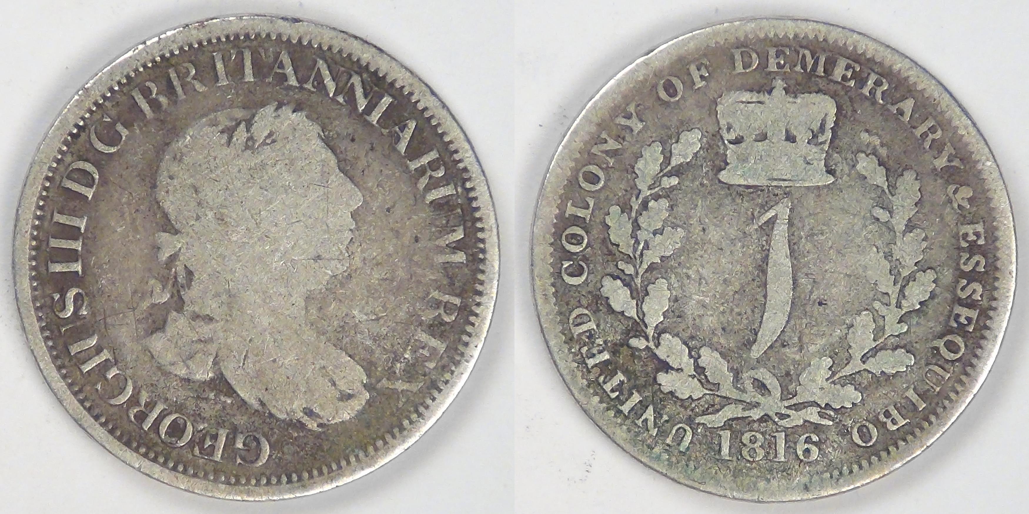 ESSEQUIBO & DEMERARY - British Colony, George III, 1816, Guilder, Good