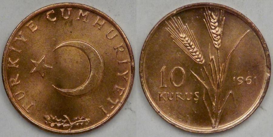 TURKEY - Republic, 1961, 10 Kurus, Brilliant Uncirculated | Asian and ...