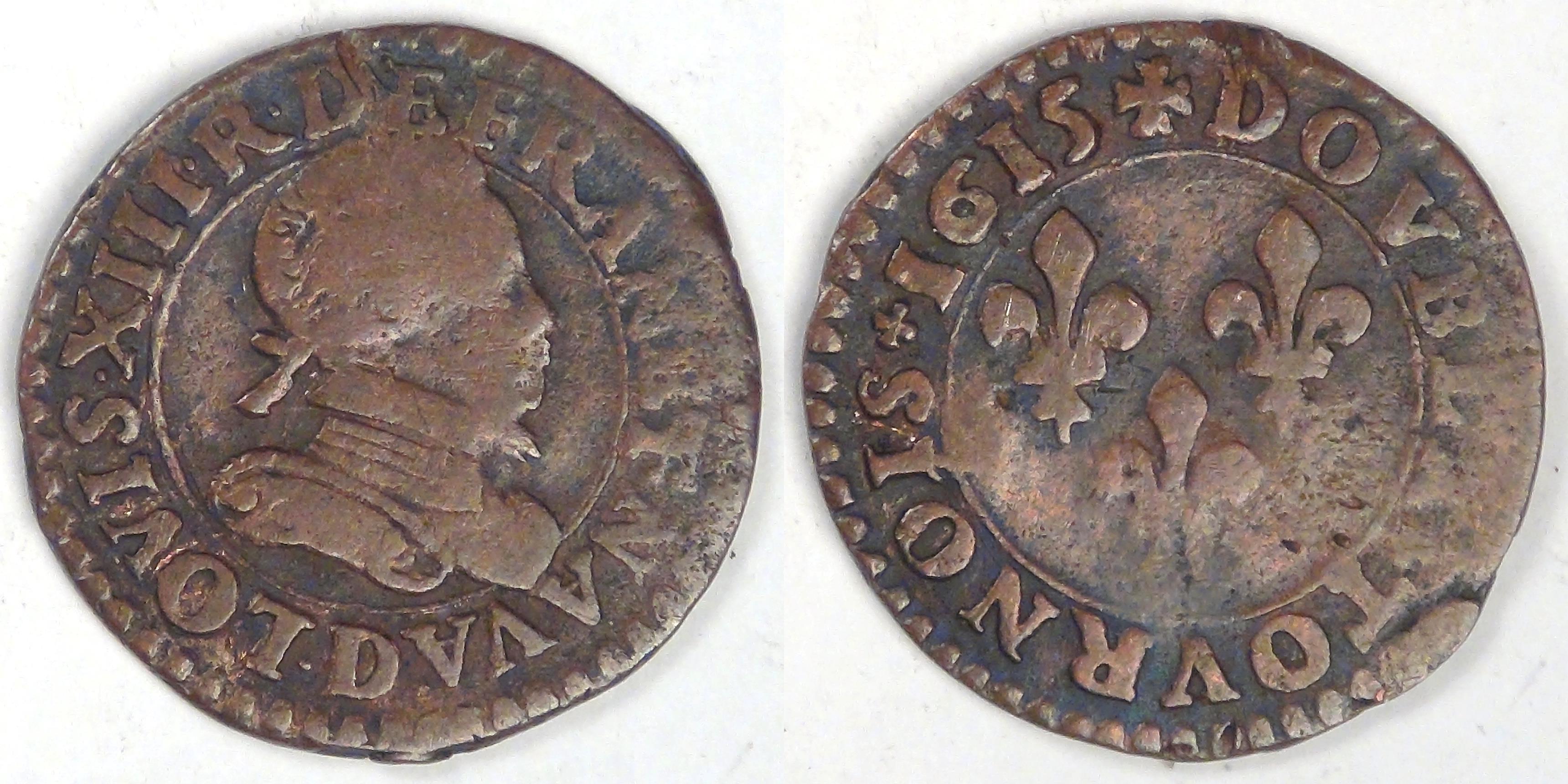 FRANCE - Kingdom, Louis XIII, 1615 D, Double Tournois, Very Good
