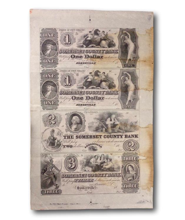 USA, Sheet of Uncut Civil War Banknotes (1861-1865) | World Paper Money
