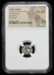CELTIC GAUL, Central. AEDUI. 1st Century BC. Quinarius, Q DOCI, NGC ...
