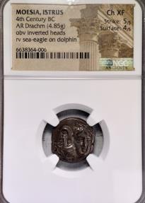 Moesia, Istros NGC Ch XF 5/5 4/5 SCARCE CONDITION AR Drachm 4.85g 4th ...