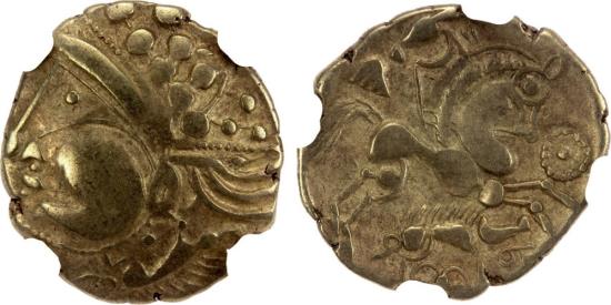 GAUL. Aulerci Eburovices EL Hemistater 18mm 3.19g NGC Ch VF 5/5 5/5 ...