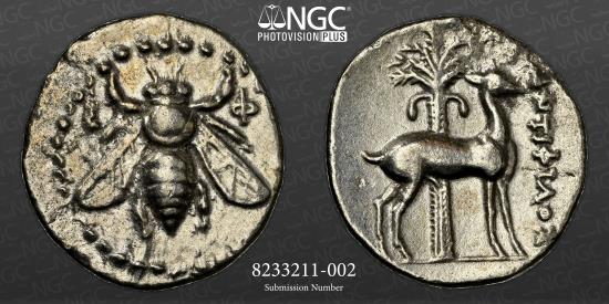 IONIA, EPHESUS, BEE NGC Ch VF 5/5 - Rev: STAG - 3.95g 18.3mm BLAZING ...