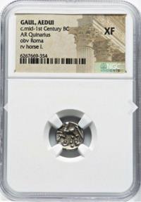 CELTIC - GAUL Aedui. NGC XF – “REARING HORSE” 1st century BC. AR ...
