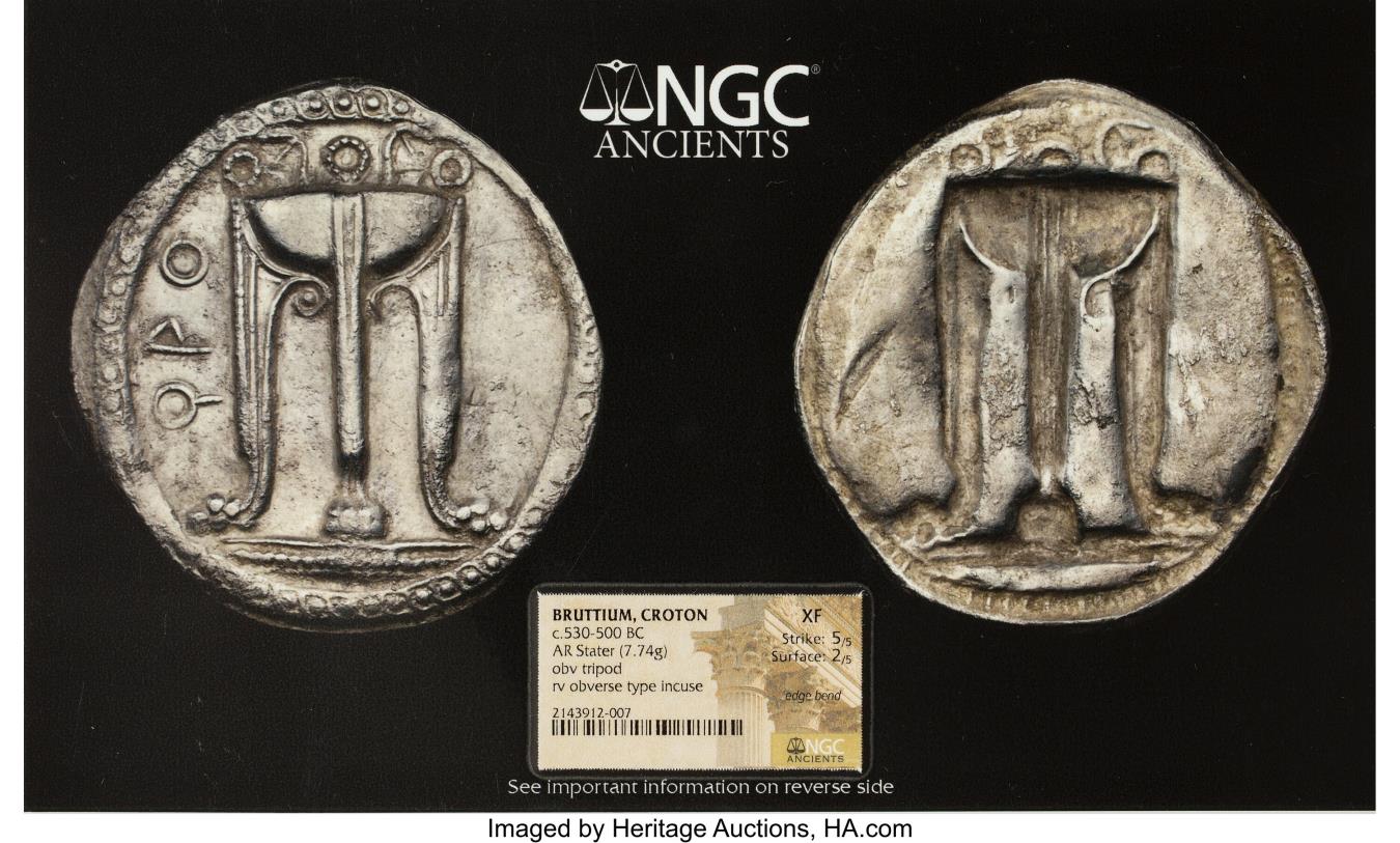BRUTTIUM. Croton. NGC (photo-certificate) XF 5/5 - 2/5 AR STATER 530 ...