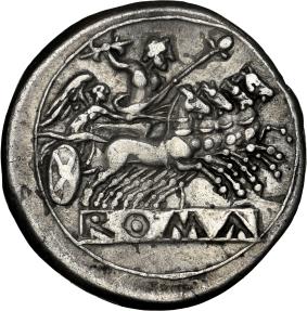 ROMAN REPUBLIC - Anonymous 225-214 BC. ROMA INCUSE - AR Quadrigatus ...
