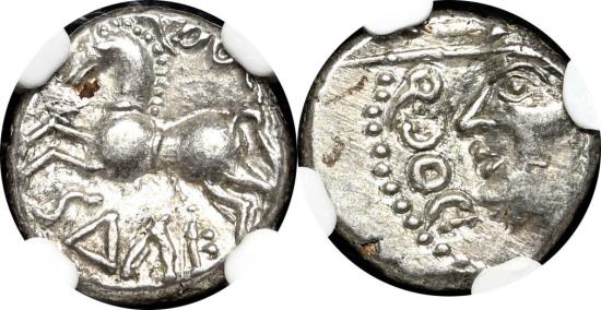 CELTIC GAUL, Central. Sequani. HORSE 1st Century BC. Quinarius, Q DOCI ...