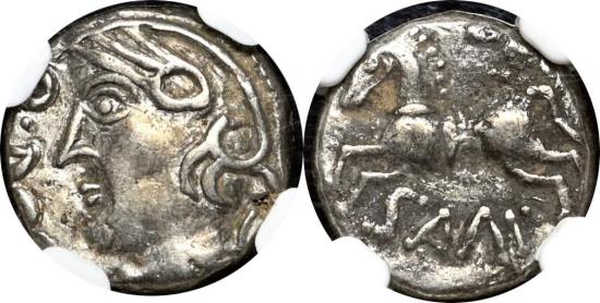 CELTIC GAUL, Central. Sequani. HORSE 1st Century BC. Quinarius, Q DOCI ...
