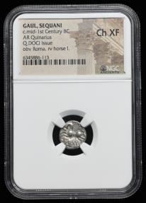 CELTIC GAUL, Central. Sequani. HORSE 1st Century BC. Quinarius, Q DOCI ...