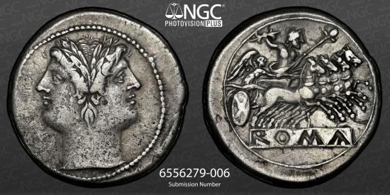 ROMAN REPUBLIC - Anonymous 225-214 BC. ROMA INCUSE - AR Quadrigatus ...