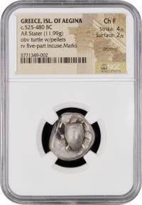 Aegina “Turtle” (Greece) 525-500 BC. – NGC Ch F 4/52/5 - Stater AR - 21 ...